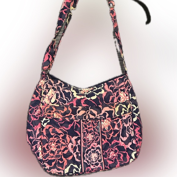 Vera Bradley | Bags | Vera Bradley Pink And Black Floral Shoulder Bag ...